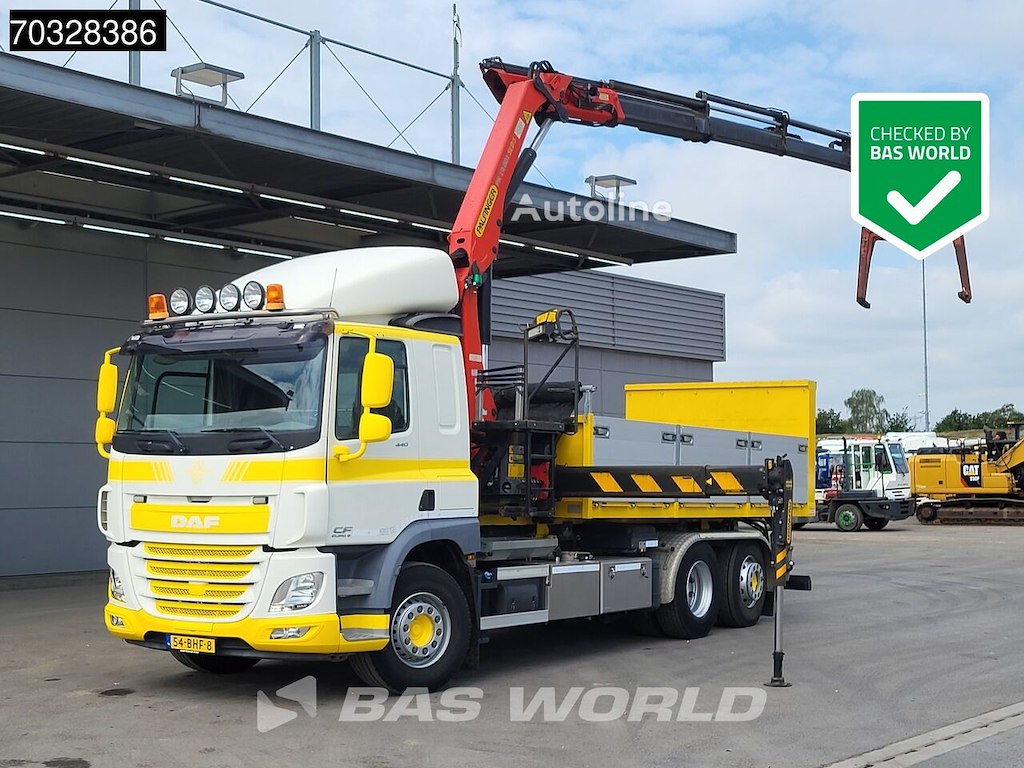 DAF CF 440 CF 6X2 Palfinger PK19.001 SLD Hook Crane Container FAN AP kamion s ravnom platformom