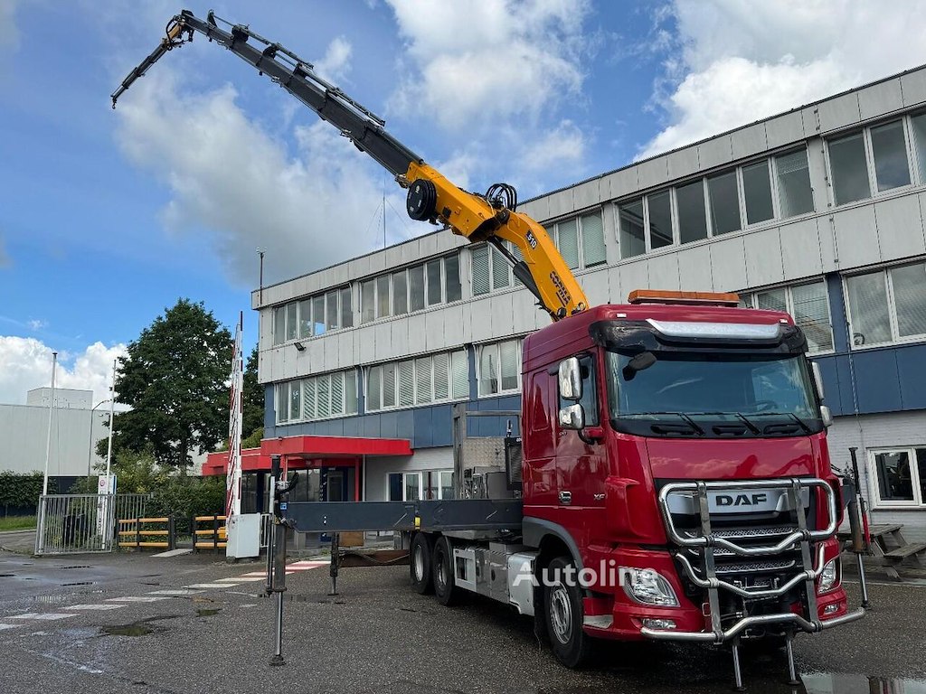 DAF XF 530 COPMA 510.7 + FLYJIB + REMOTE + FRONT STAMPS + EXTENDABLE kamion s ravnom platformom