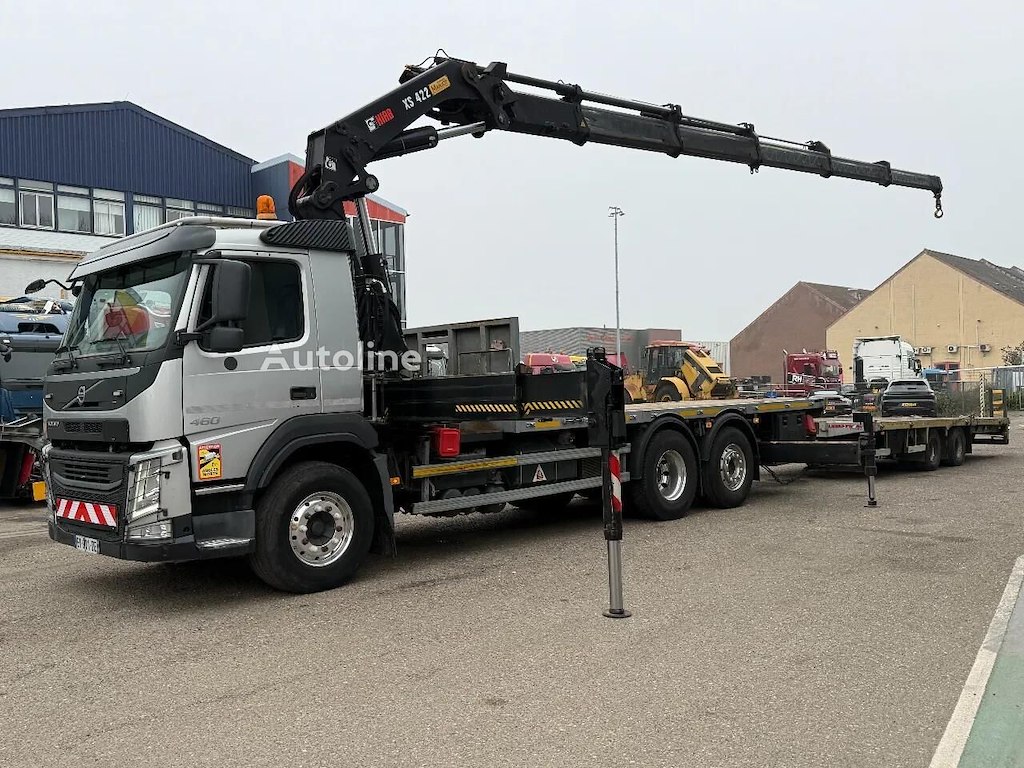 Volvo FM 460 6X2 HIAB 422-6 + 2 AXLE TRAILER kamion platforma