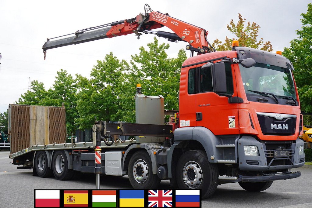 MAN TGS 35.360 E6 8×2 / FASSI F235A.2.22 crane / remote control šlep auto