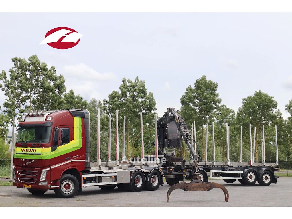 Volvo FH 500 | 6X4 | HIAB 140ST | ALUCAR | 3-AXLE TRAILER kamion za prevoz drva + šumarska prikolica