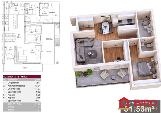 Stan,Novi Sad,Petrovaradin,kv: 52.00, ID: 1013562