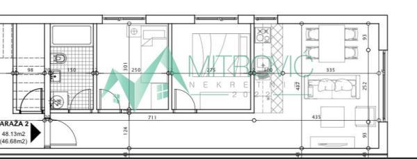 Dvoiposoban stan na prodaju, 47m2, 81.736€
