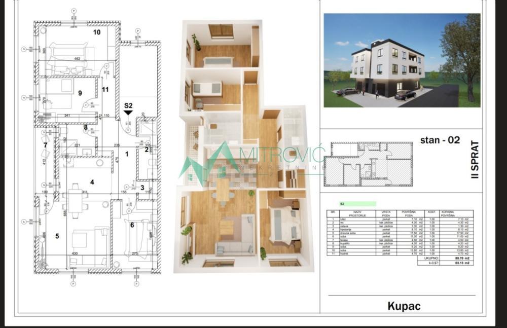 Četvorosoban stan na prodaju, 83m2, 162.680€