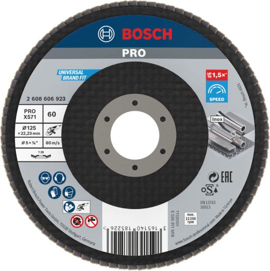 Bosch PRO X571 flap disk 125 mm G60 izvijeni T29 fiberglas oSa (2608606923)