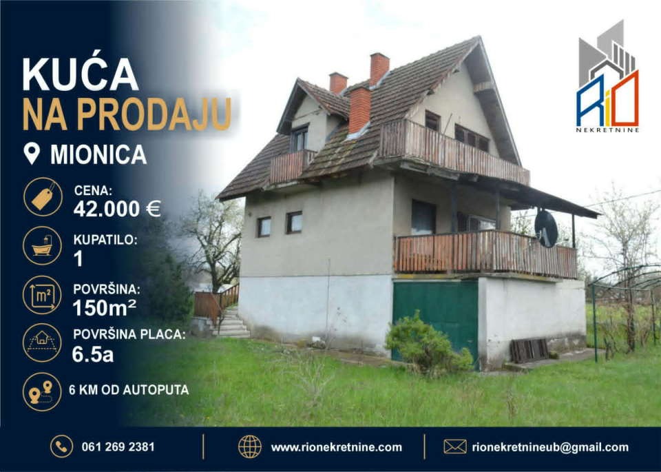 Na prodaju useljiva kuća na 1km od centra Mionice