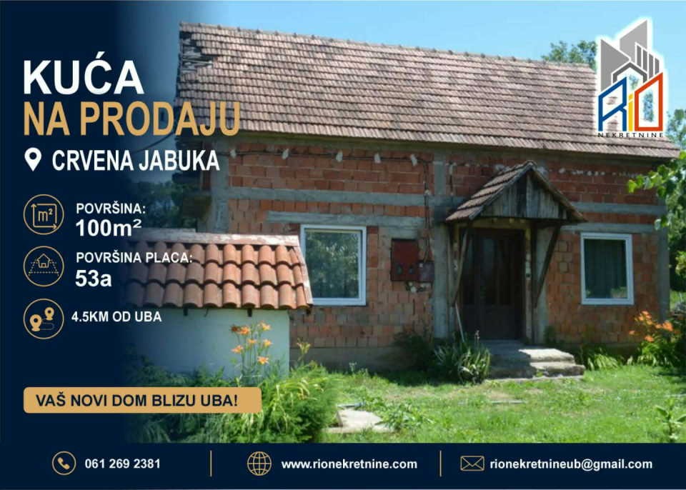 Na prodaju kuća u Crvenoj Jabuci kod Uba