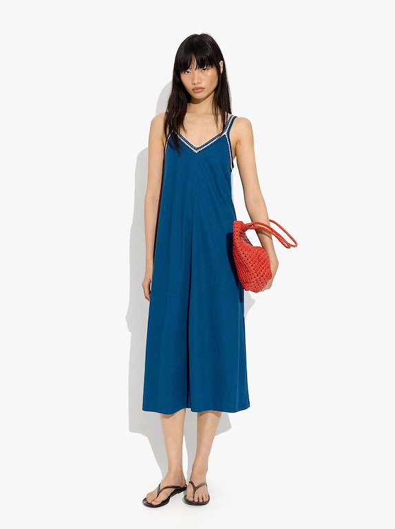 PLAIN MIDI DRESS WITH STRAPS