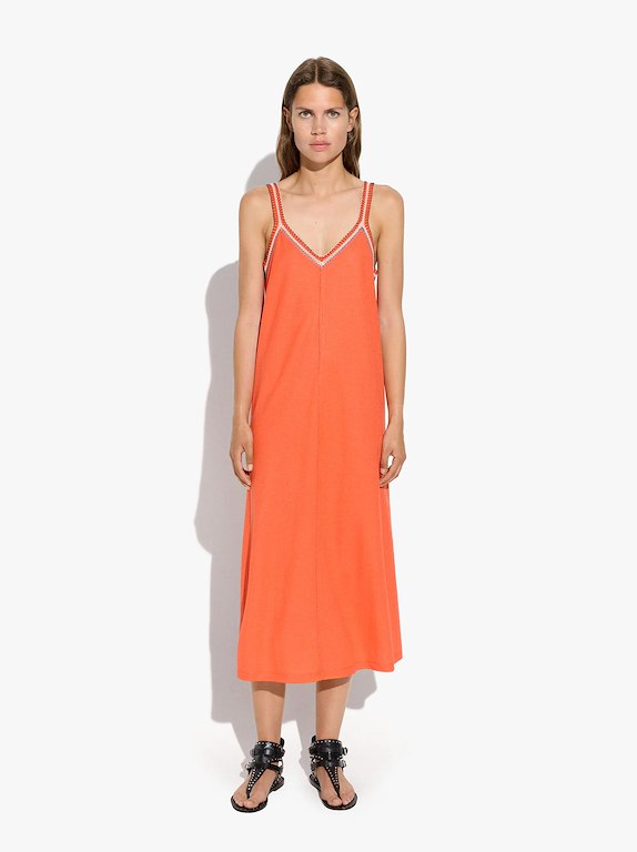 PLAIN MIDI DRESS WITH STRAPS