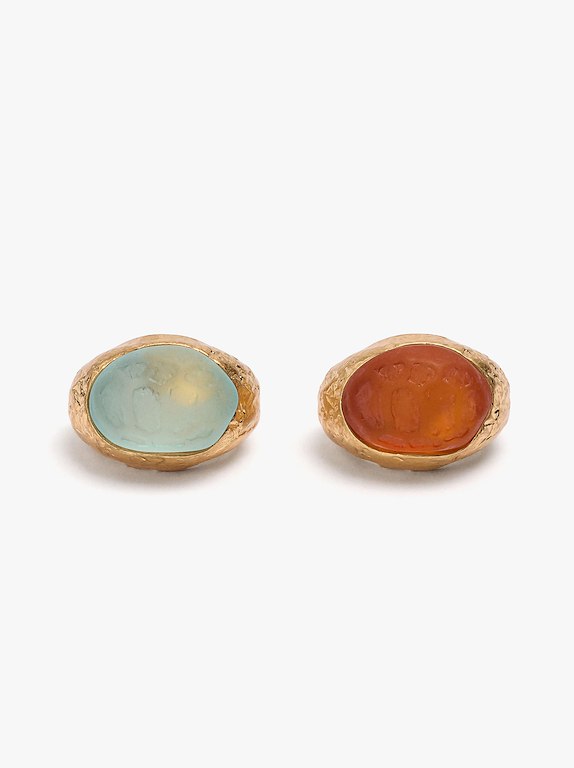 SET OF RINGS WITH STONE EFFECT