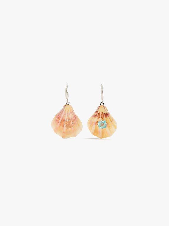 SHELL EARRINGS WITH ZIRCONS