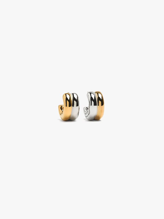 BICOLOR DOUBLE HOOP EARRINGS WITH STAINLESS STEEL