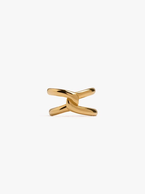CROSSED RING - STAINLESS STEEL