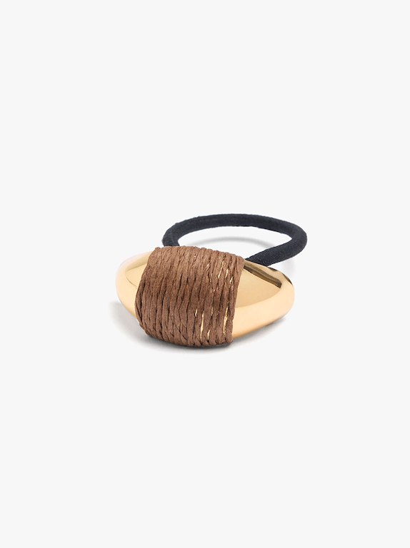 ELASTIC BAND FOR HAIR WITH METALLIC DETAIL AND PAPER STRAW EFFECT