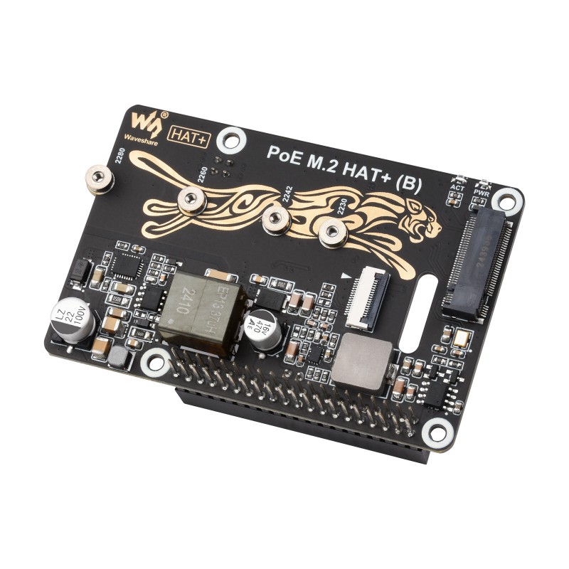 PCIe na M.2 Adapter sa PoE Funkcijom (B) za Raspberry Pi 5, NVMe M.2 SSD, High-speed, RPi5 PoE HAT