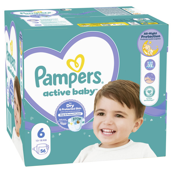 Pampers pelene active baby GP 6 large13-18kg+56kom