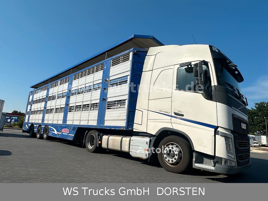 Volvo FH 460 Mega mit Finkl 3 Stock Hubdach tegljač + poluprikolica za prevoz stoke