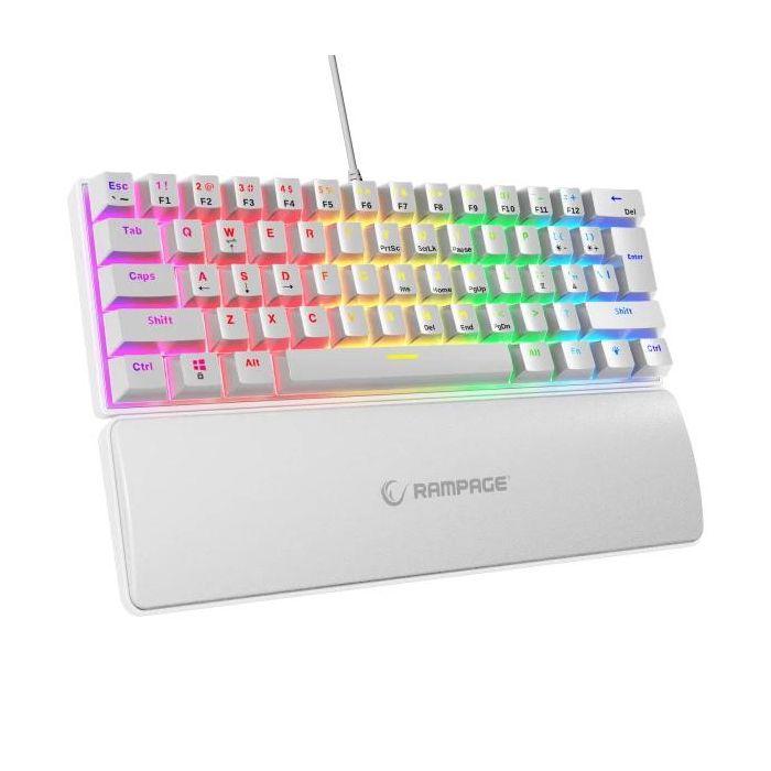 Tastatura žična gaming Rampage PLOWER K60 mehanička plavi switch bela 37254