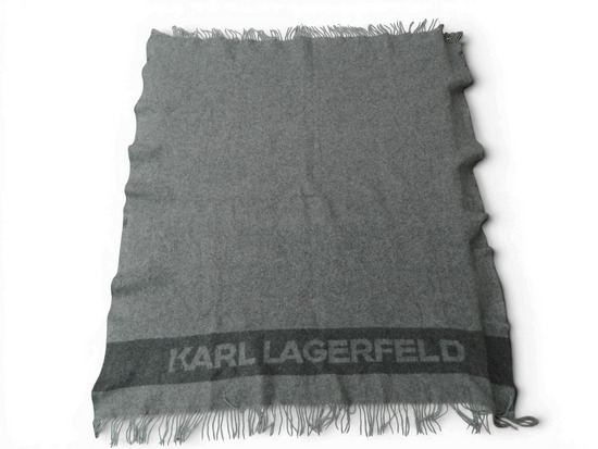 Karl Lagerfeld kašmir šal sivi Made in Italy