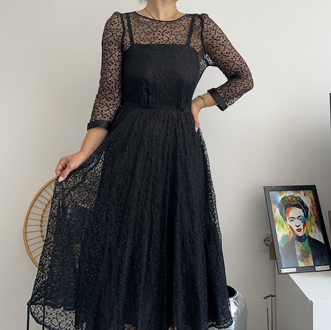 Vintage black midi dress