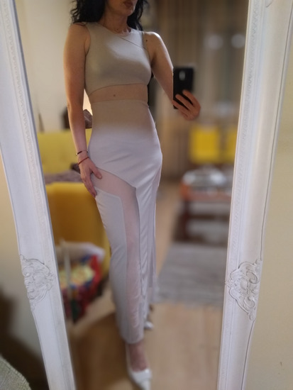 NOVA ,Svetlo Siva, Uska, Maxi Haljina, xs/s/m