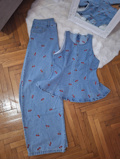Komplet na      Cherry denim, SNIŽENOO MAX, hitnoo