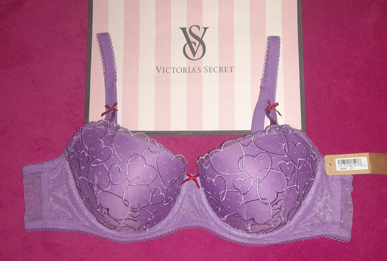 VS ljubicasti/ lila cipka srca brus 85B NOVO!%
