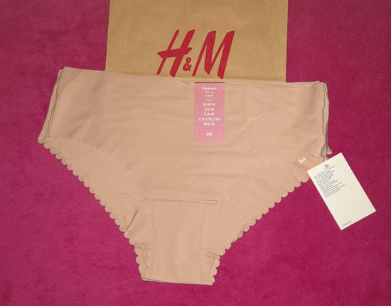 H&M 2kom bež microfiber brazilke laser cut NOVO!%