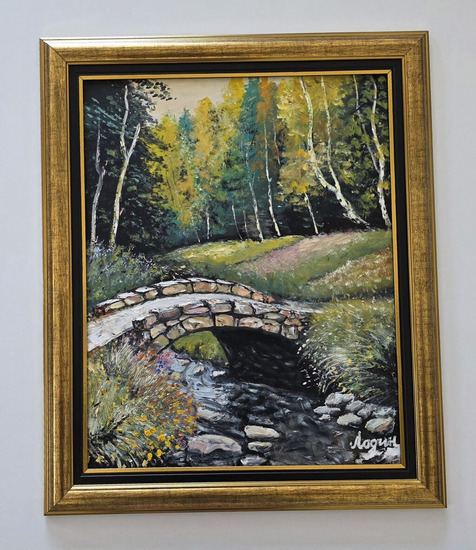 Ulje na lesonitu - Kameni most, prelepa slika!