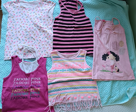 Lot letnjih roze majica za devojcice, 116-122