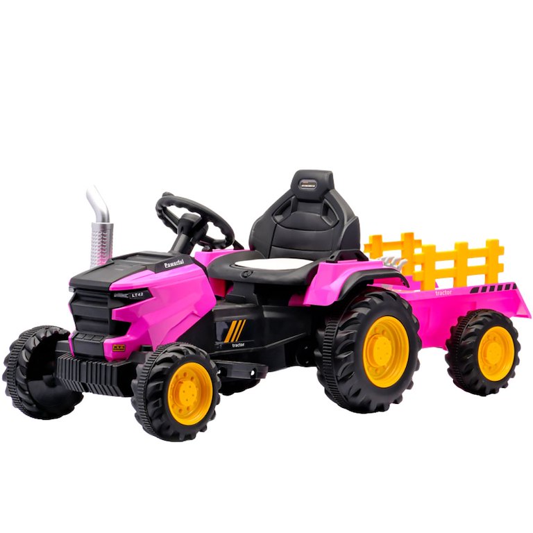 Traktor sa prikolicom i daljinskim 12V za decu Rozi