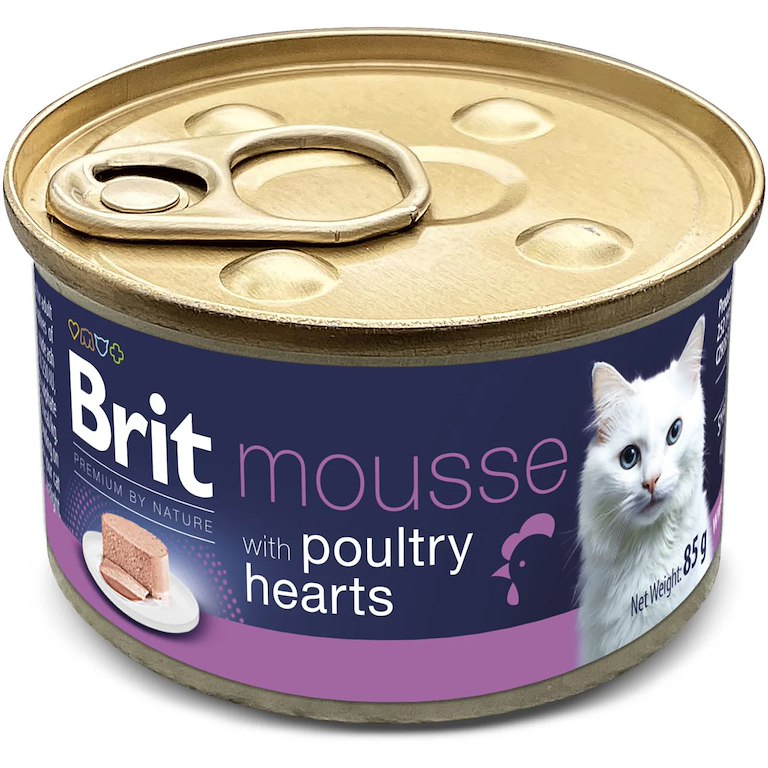 BRIT Nature mačke mus živinska srca 85 g