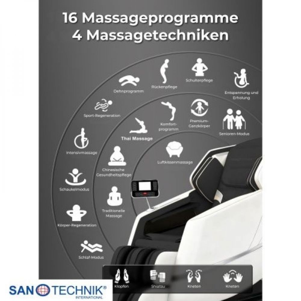 Masažna Fotelja CALMORA bela/crna 74x147x108 cm MA2609