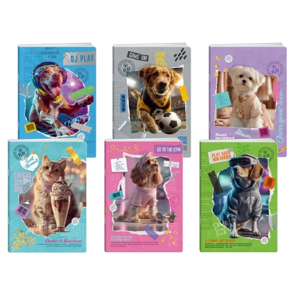 Premium 60, sveska sa UV lakom, 60 listova, Fuzzy pets – odaberite motiv