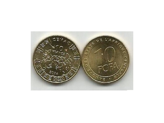 Central African States 10 francs 2006. UNC FCFA
