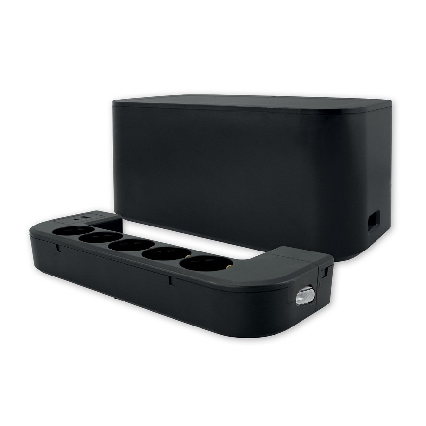 Organizator kablova sa utičnicama 5 suko + 2 USB crni