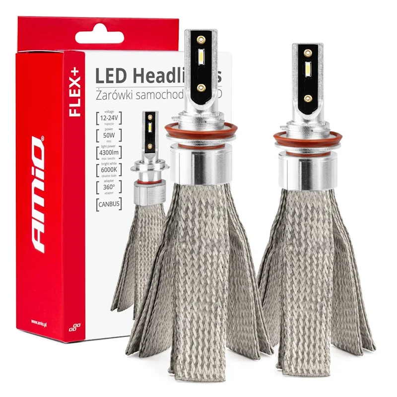 Sijalice LED H8 / H9 / H11 / H16 FLEX+ 6000K 12/24V 50W – Amio 03663