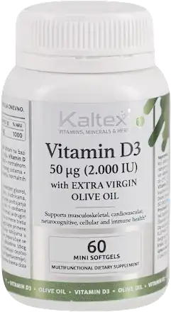 Kaltex
Vitamin D3 50 µg (2000 IU), 60 kom
Dodatak ishrani