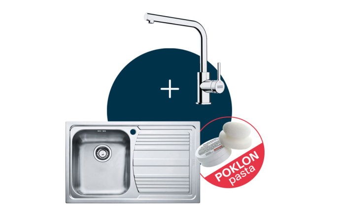 Franke SET 5 D- sudopera-LLX 611  inox+ inox slavina Lina L hrom+poklon pasta