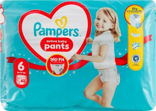 Pampers active baby
pants pelene gaćice, veličine 6 (13-19 kg), 42 kom