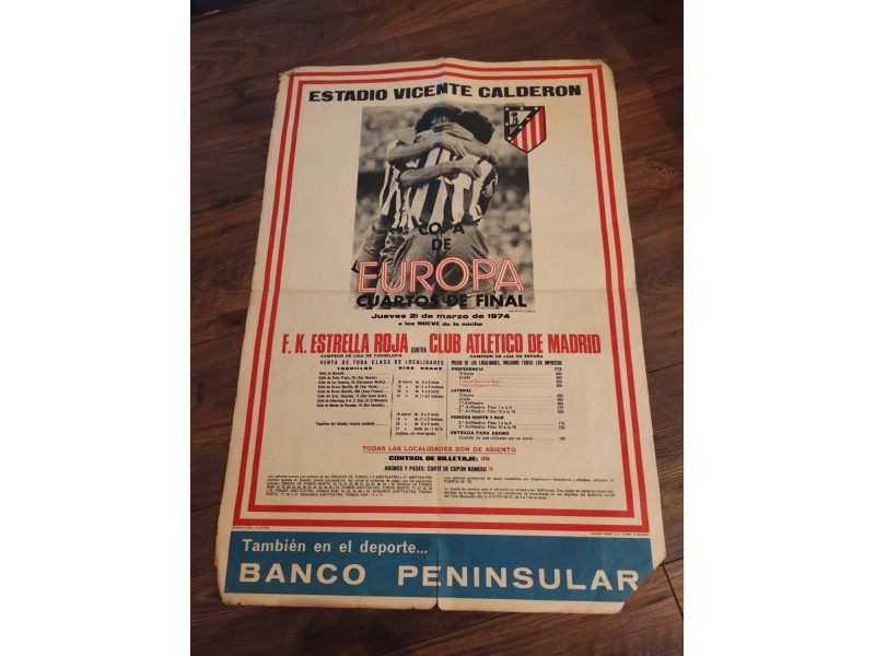 KUP Evropskih sampiona 1973-74 - original plakat,poster