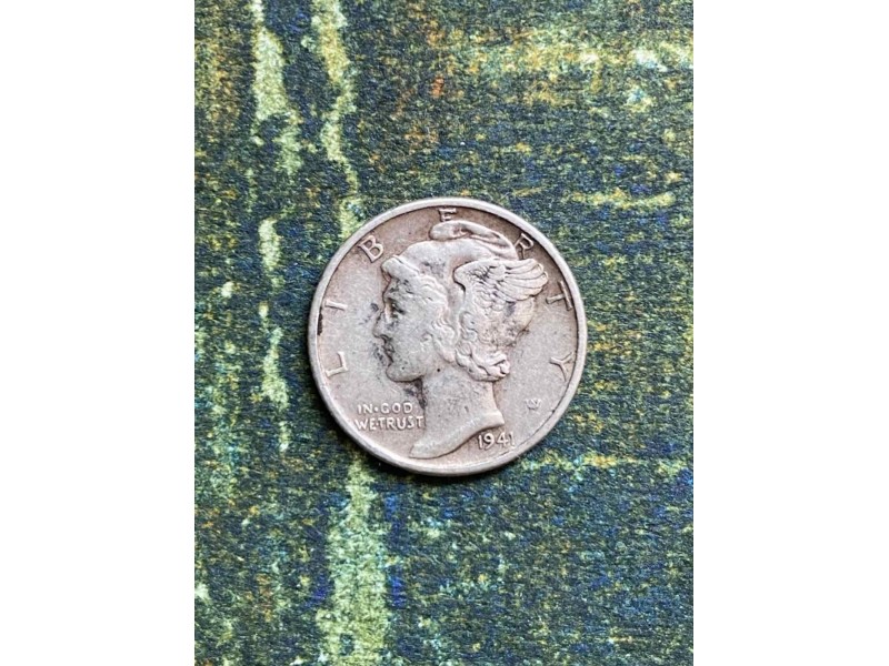 Srebrni novcic "Mercury Dime" (deset centi) iz 1941