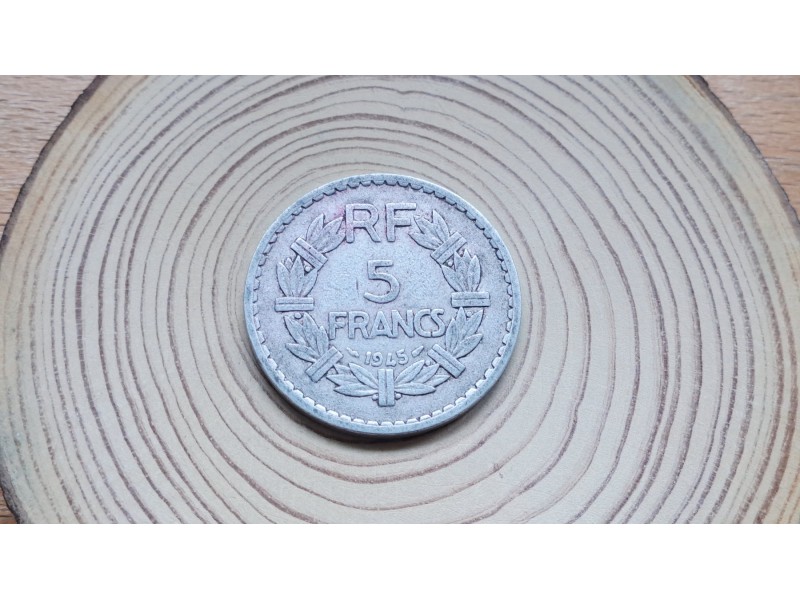 FRANCUSKA 5 FRANCS 1945 GODINA