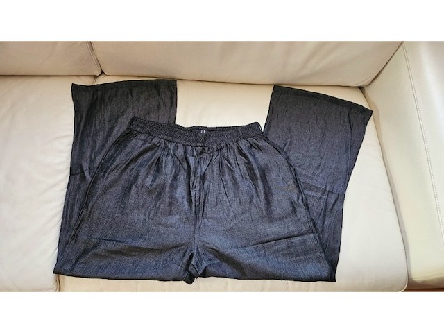 Wide-leg straight light denim pantalone, novo