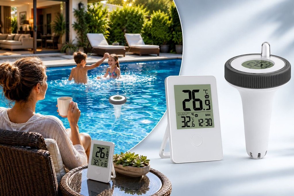Bežični termometar za bazen AquaNode – domet 60 m, IP67, plutajući senzor   ️ Od kuće