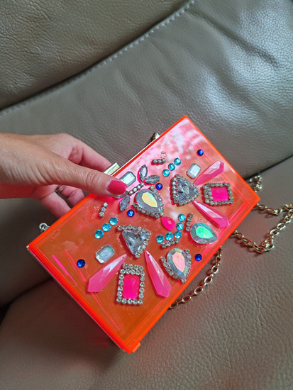 Clutch torbica sa kristalima kao nova hand made
