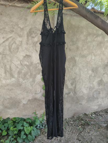 Original PLT crni čipkani kombinezon