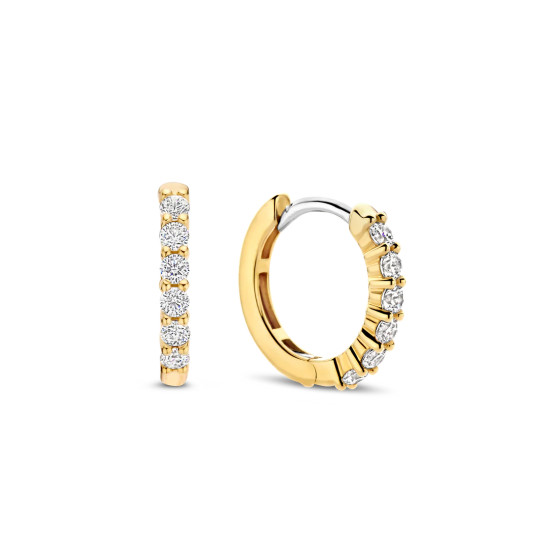 TI SENTO 7957ZY mindjuše alke Tennis Small Zirconia White Yellow Gold Plated 925 Sterling Silver 14mm