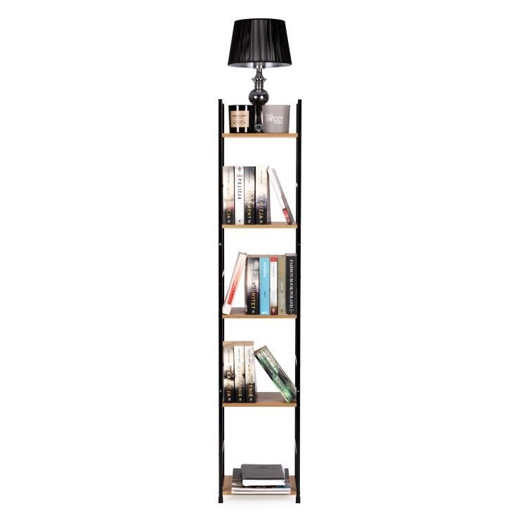 ModernHome Drvena polica sa metalnim okvirom u LOFT stilu, 5 nivoa, u boji hrasta - CWJ3024144L WOID: EK000865542