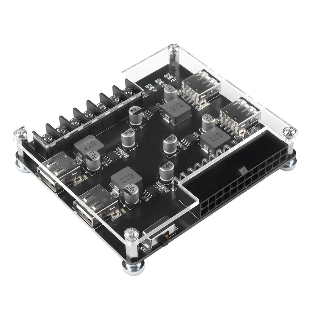 ATX Adapter Modul za Napajanje sa 4x USB Brzo Punjenje (3.3V-12V) - Adapter Ploča za Računarsko Napajanje